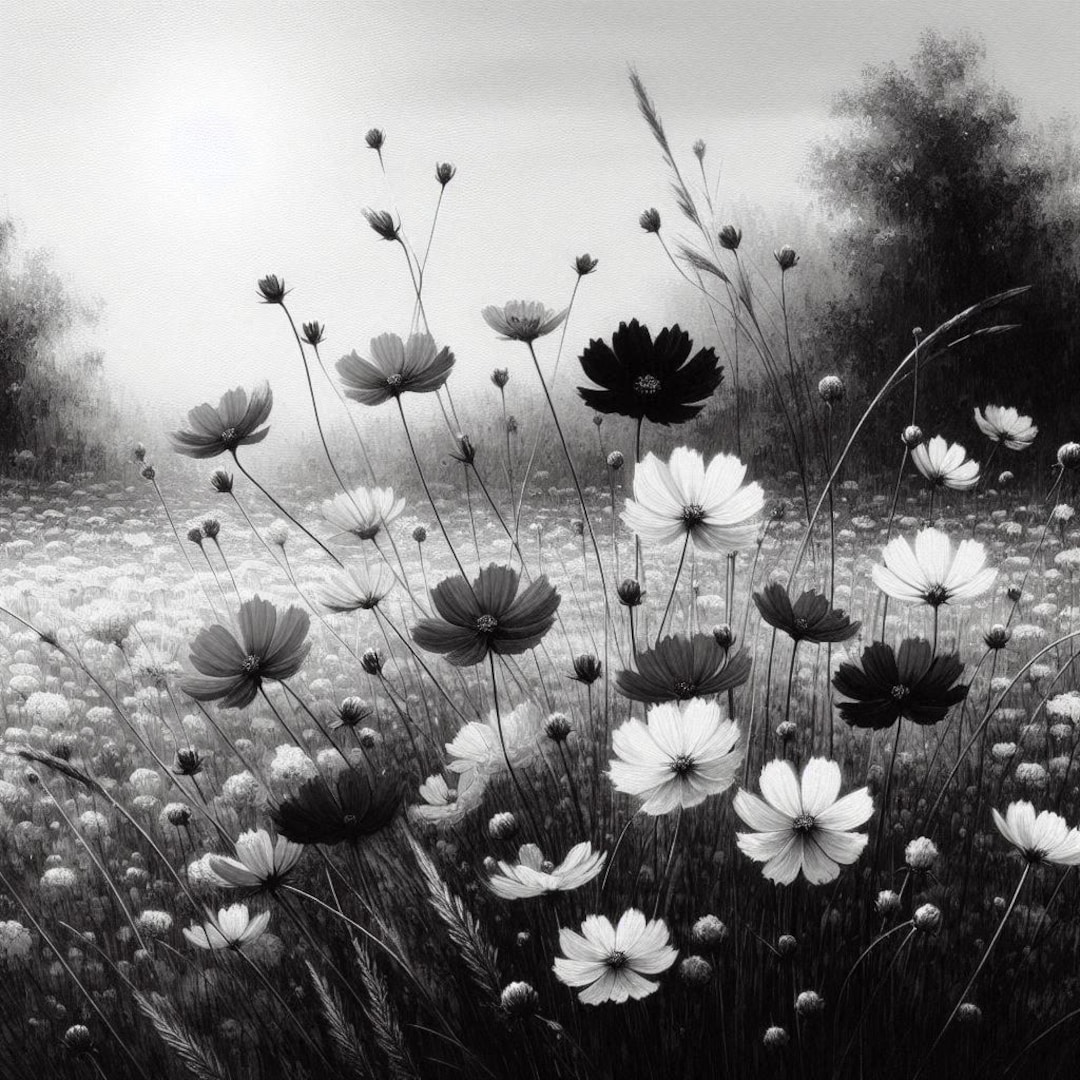 Black and White Wildflowers - Etsy