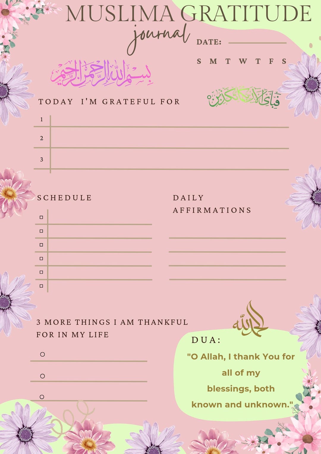 MUSLIMA GRATITUDE JOURNAL Aesthtic Gratitude Journal Page for Sisters ...
