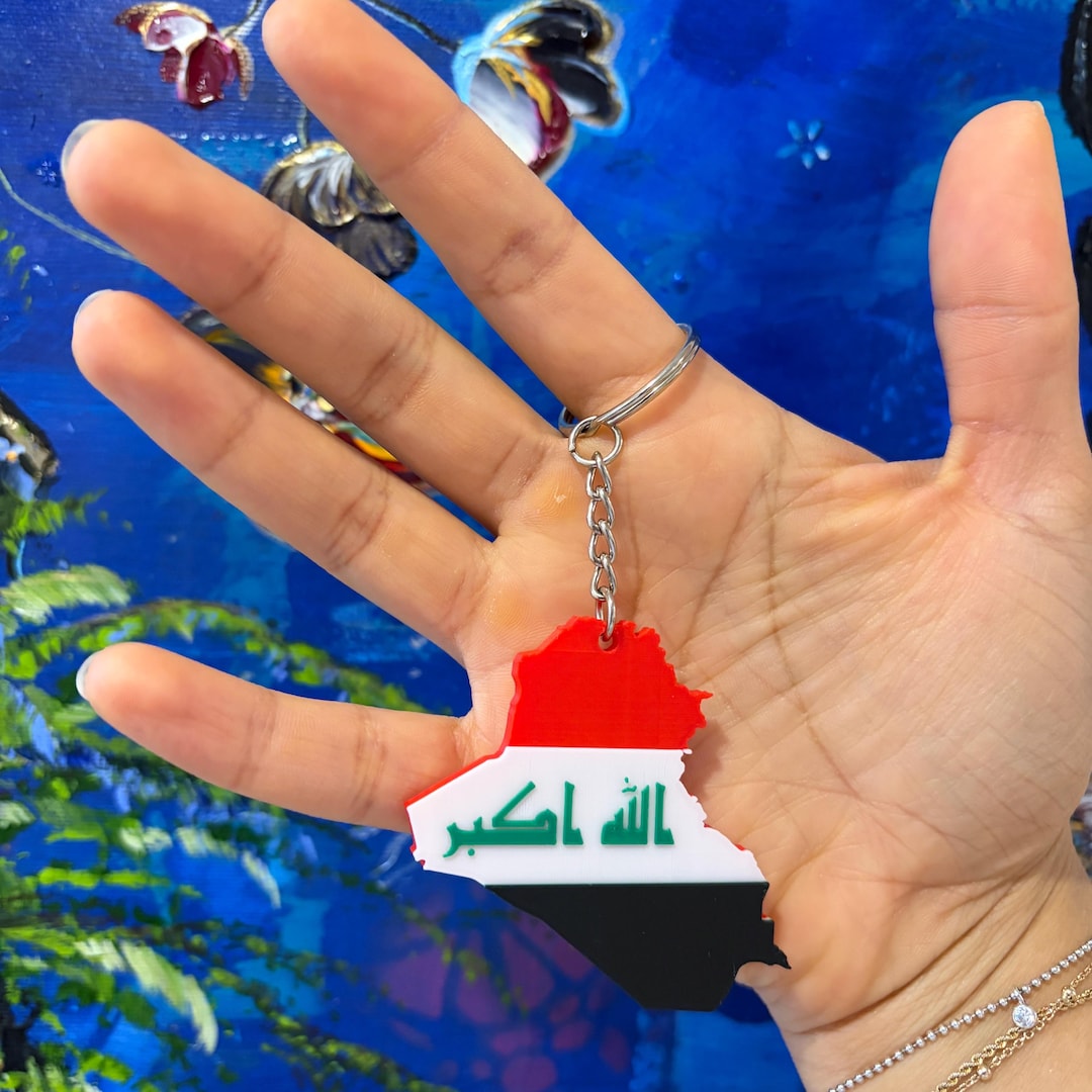 3D Printed Iraq Map Keychain – Iraqi Flag Colors, Diaspora Gift, Travel ...