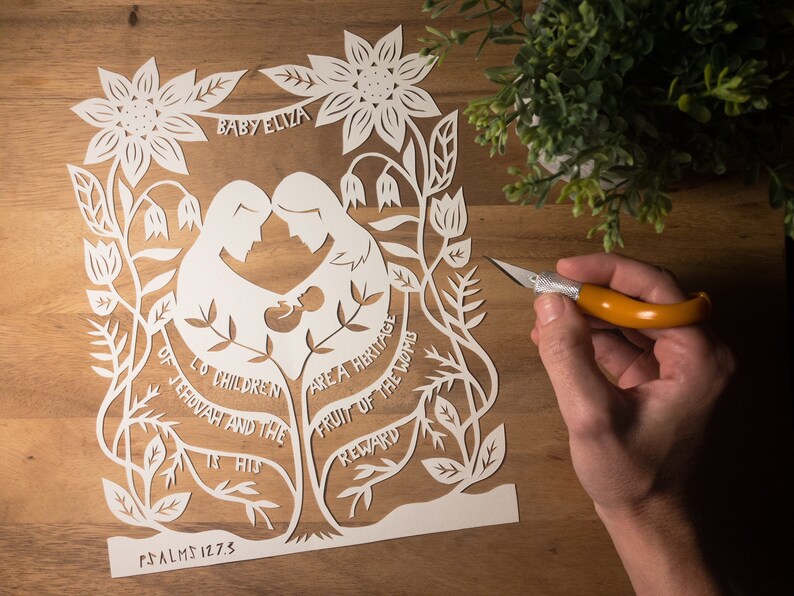 Paper Cut Art Custom Baby Gift Bible Scripture Art | Etsy