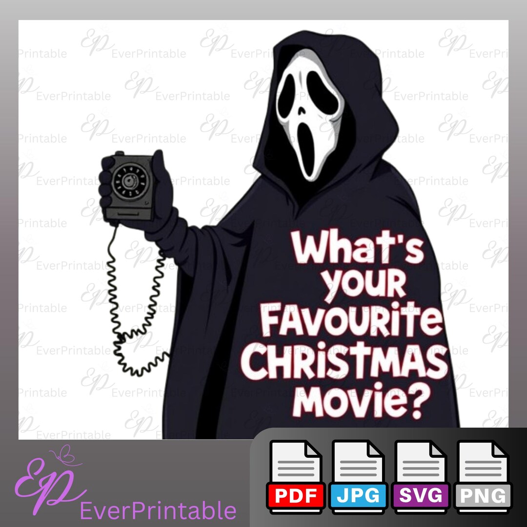 Ghostface Christmas Design Funny 'whats Your Favorite Christmas Movie ...