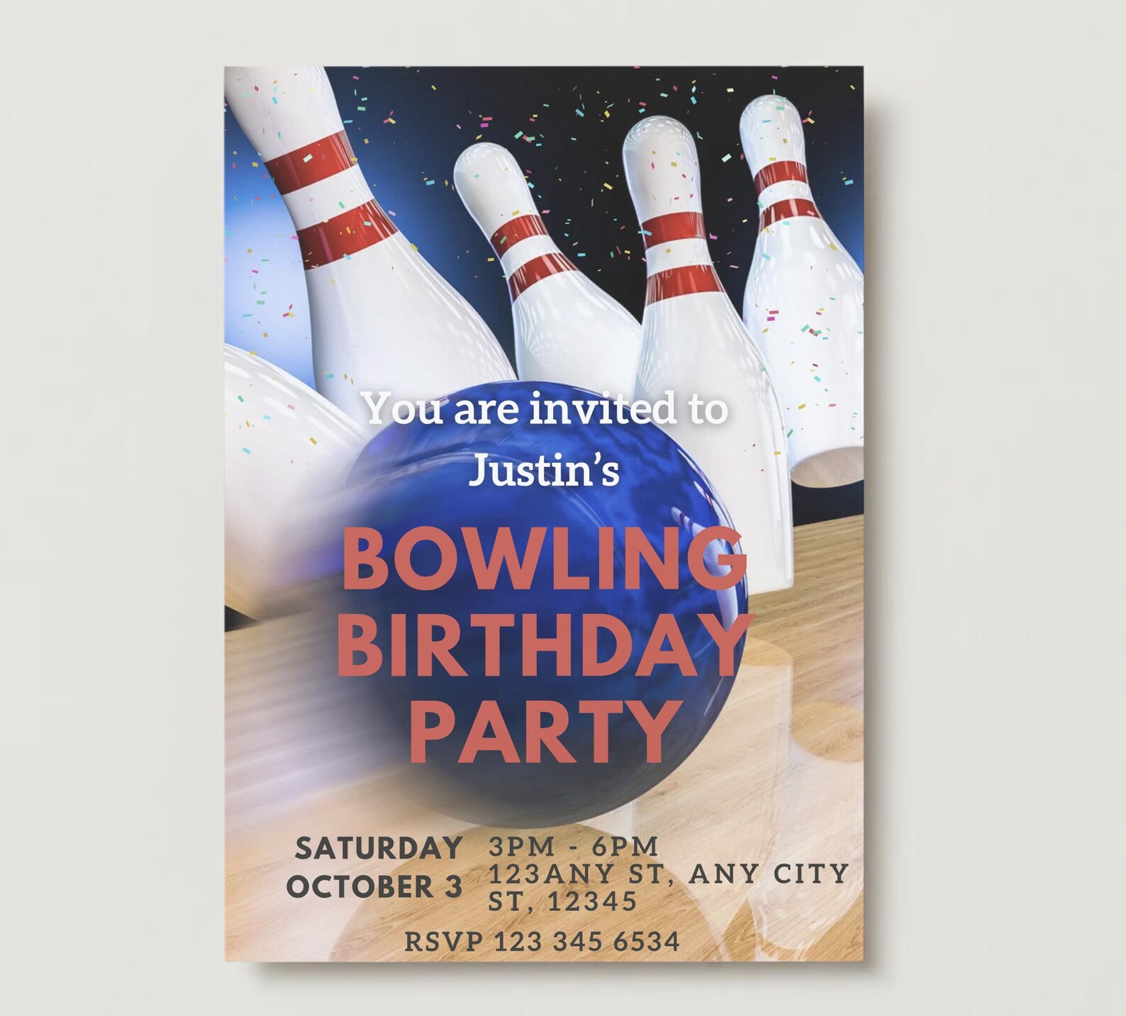 Bowling Themed Party Custom Invitation Bundle - Etsy