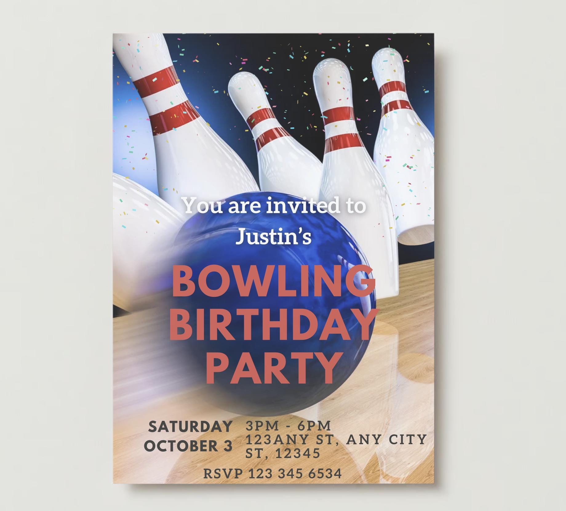 Bowling Themed Party Custom Invitation Bundle - Etsy