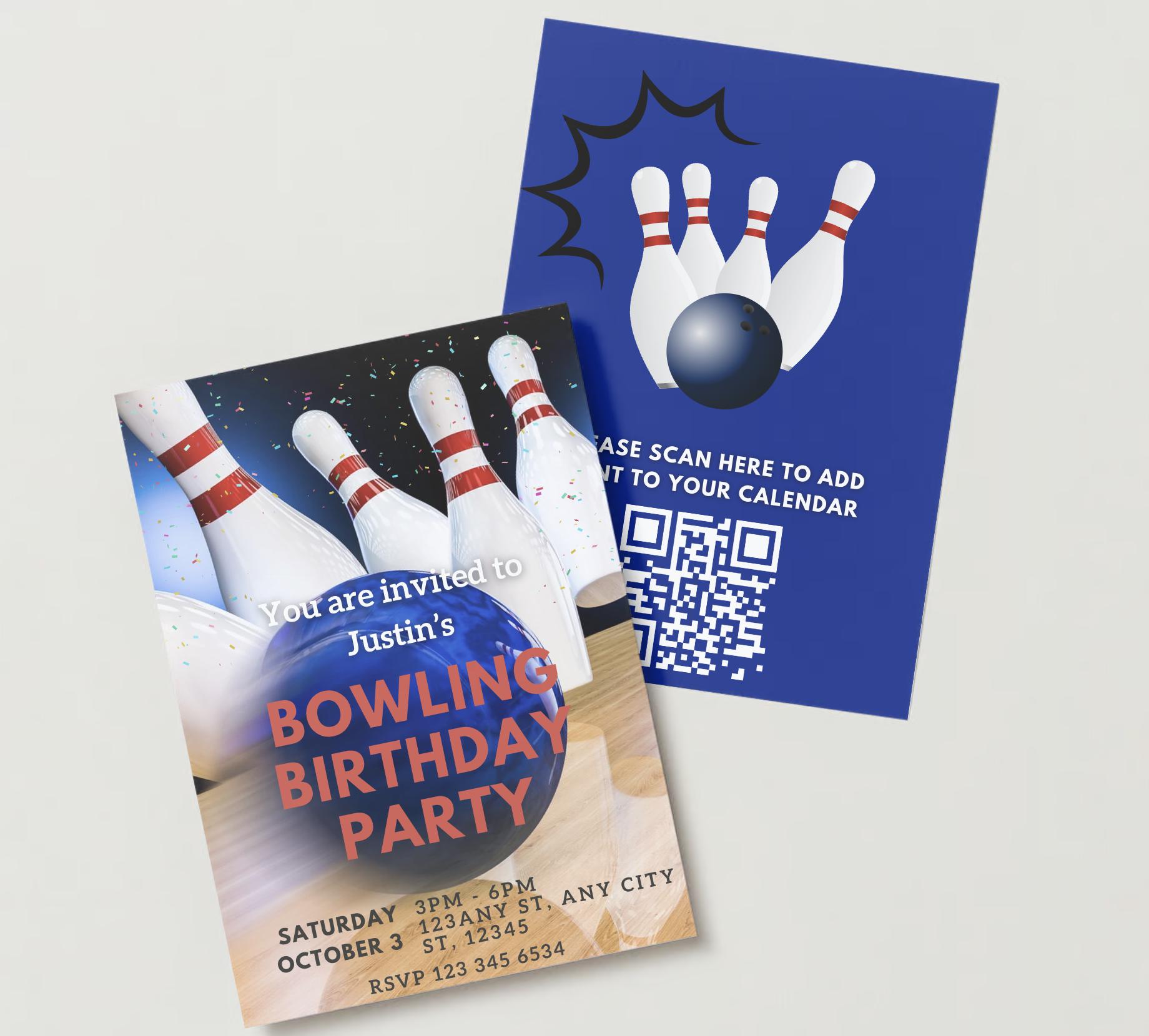 Bowling Themed Party Custom Invitation Bundle - Etsy