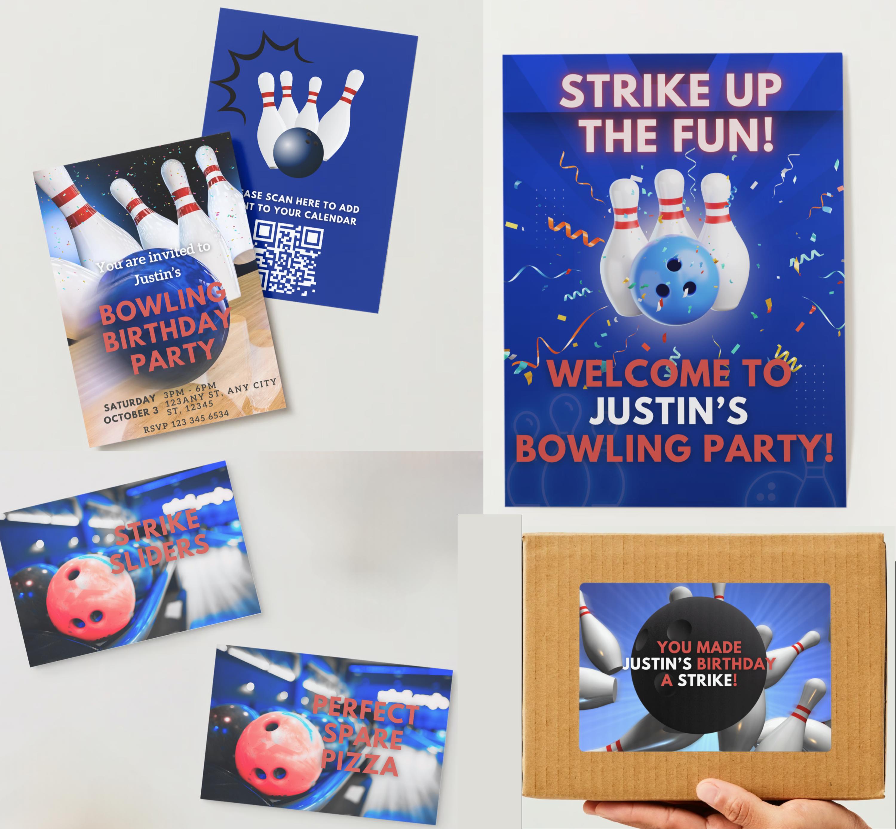 Bowling Themed Party Custom Invitation Bundle - Etsy