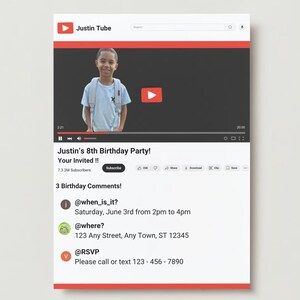 Youtube Themed Invitation Bundle - Etsy