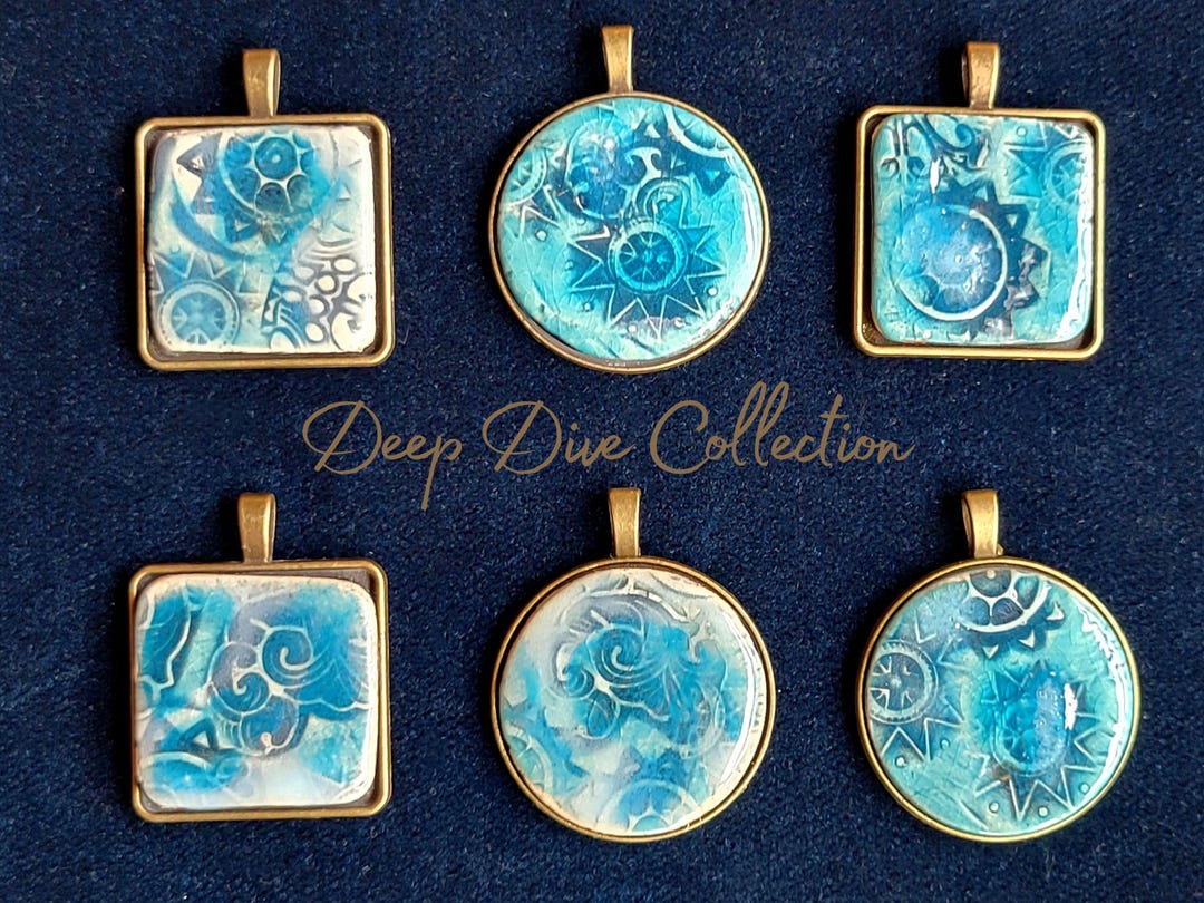 Handcrafted Glazed Ceramic Pendants, Blue Deep Dive Collection, Ocean ...