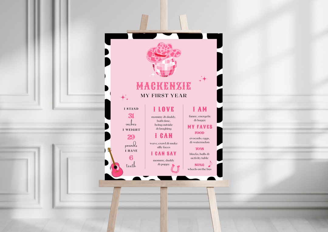 Disco Cowgirl Birthday Milestone Board | Instant Download | Cowgirl ...