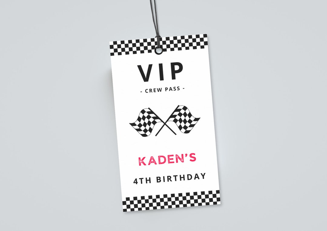 VIP Crew Pass | Instant Download | Printable Racing Car Pit Pass ...