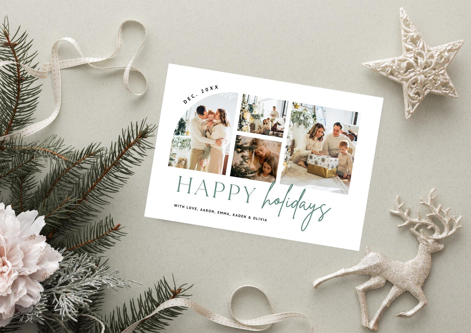 Christmas Photo Card Template | Digital Canva Download | Modern Happy ...
