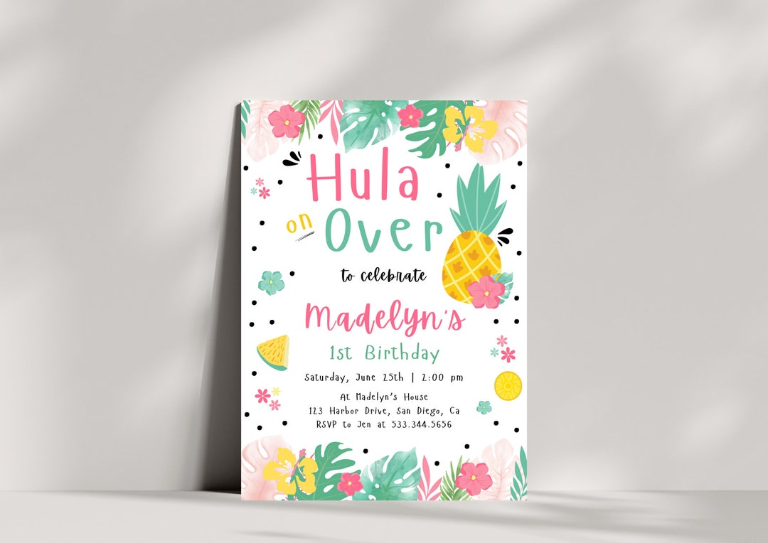 Hawaiian Luau Birthday Party Invitation | Instant Download | Pineapple ...