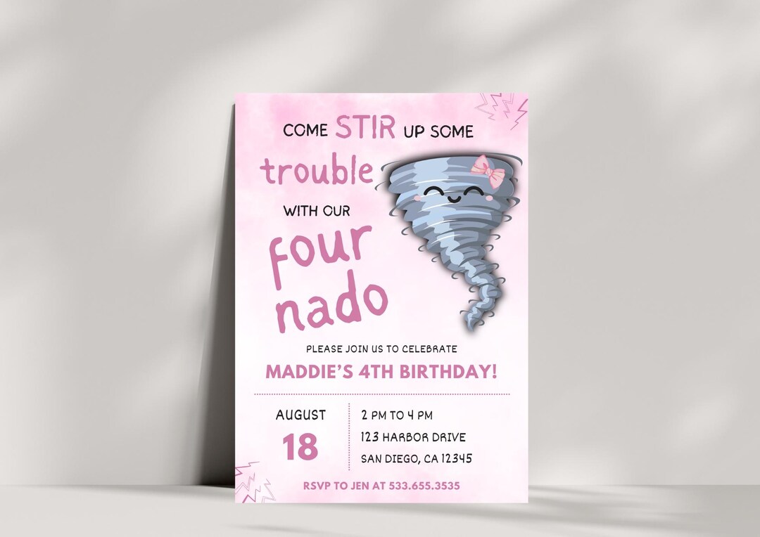 Fournado Birthday Party Invitation | Instant Download | Storm Weather ...