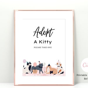 Editable Adopt A Kitty Party Sign | Digital Download | Printable Adopt ...