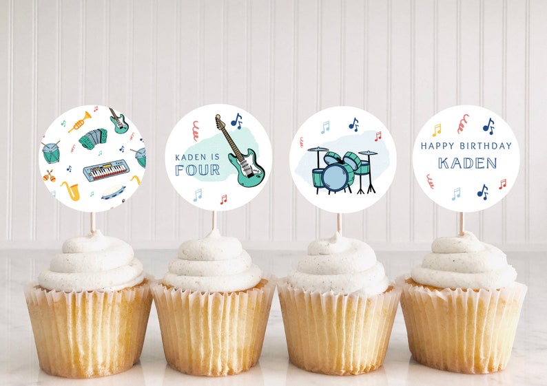 Music Birthday Party Cupcake Toppers Instant Download - Etsy
