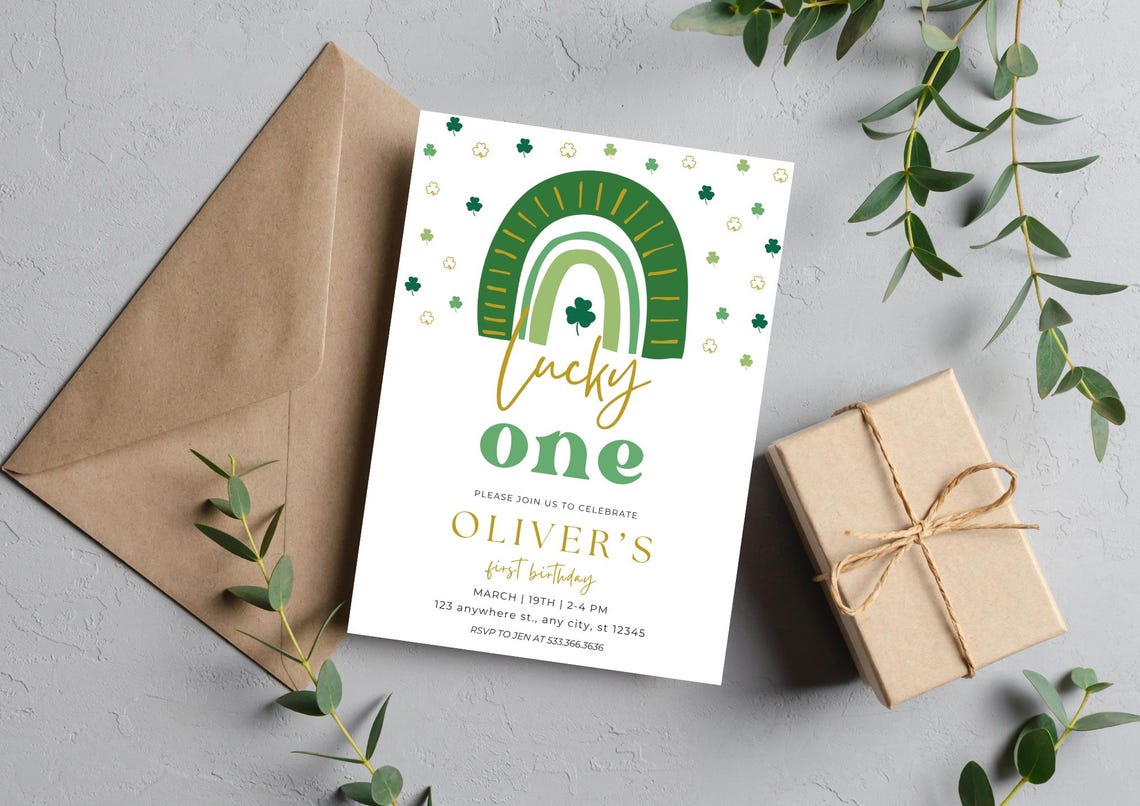 Lucky ONE Birthday Party Invitation | Instant Download | Boy Shamrock ...