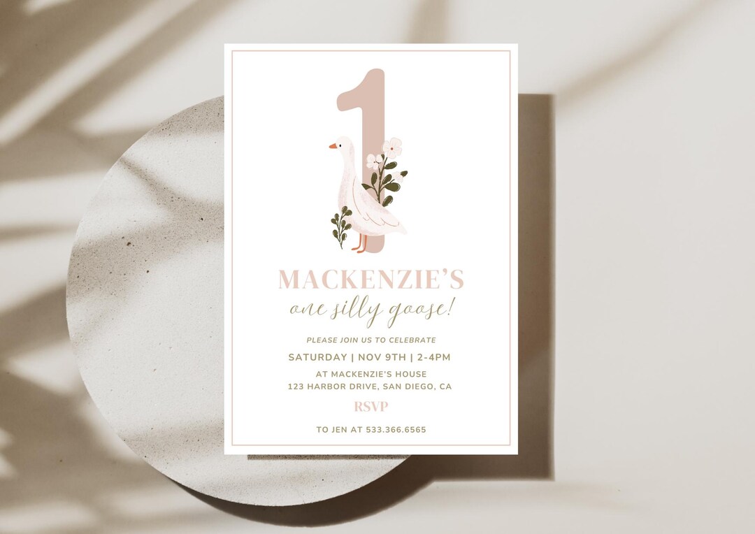 ONE Silly Goose First Birthday Invitation | Instant Download | Silly ...