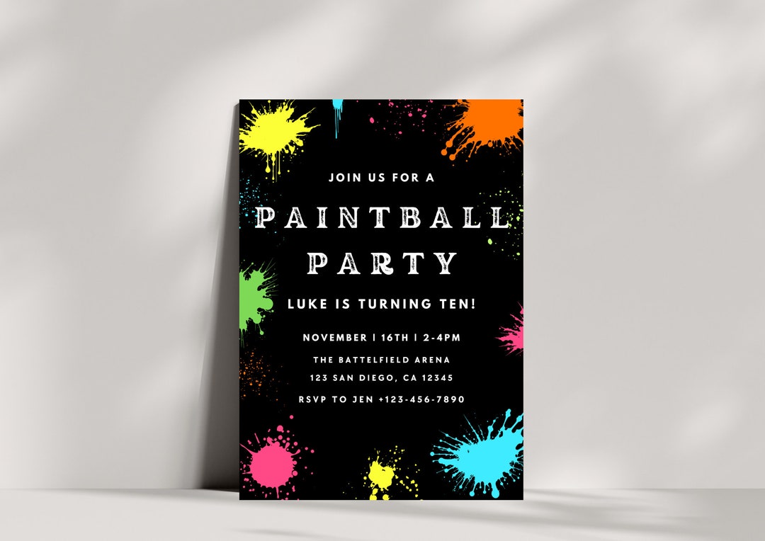 Paintball Birthday Party Invitation | Instant Download | Paintball ...