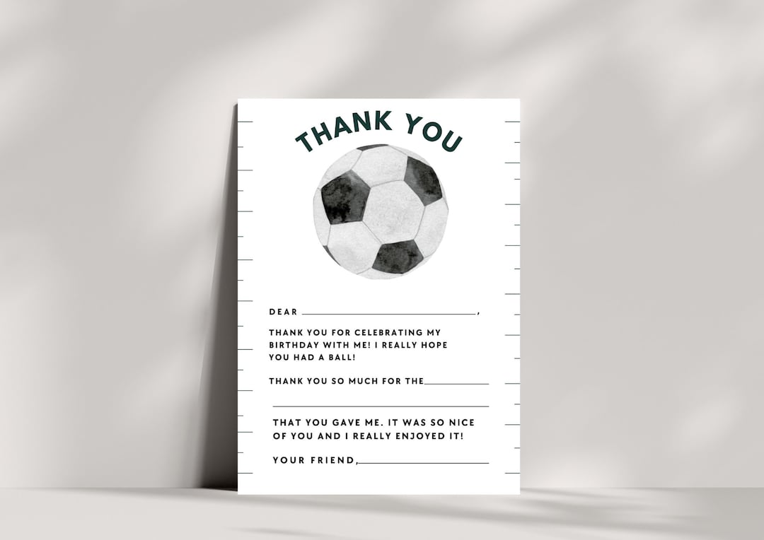 Game on Soccer Birthday Thank You Note | Soccer Ball Birthday Party ...