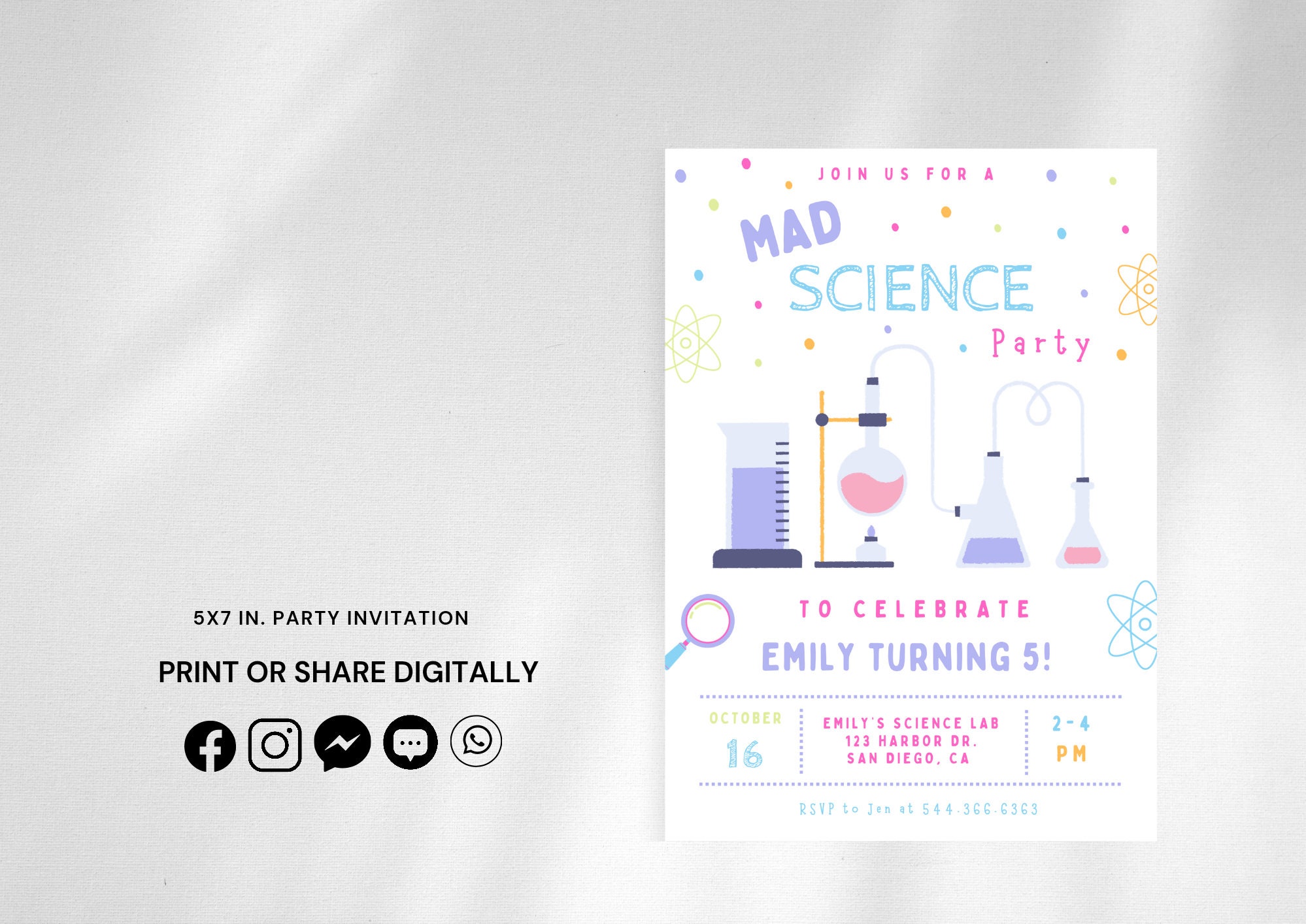 Mad Science Birthday Party Invitation | Instant Download | Girl ...