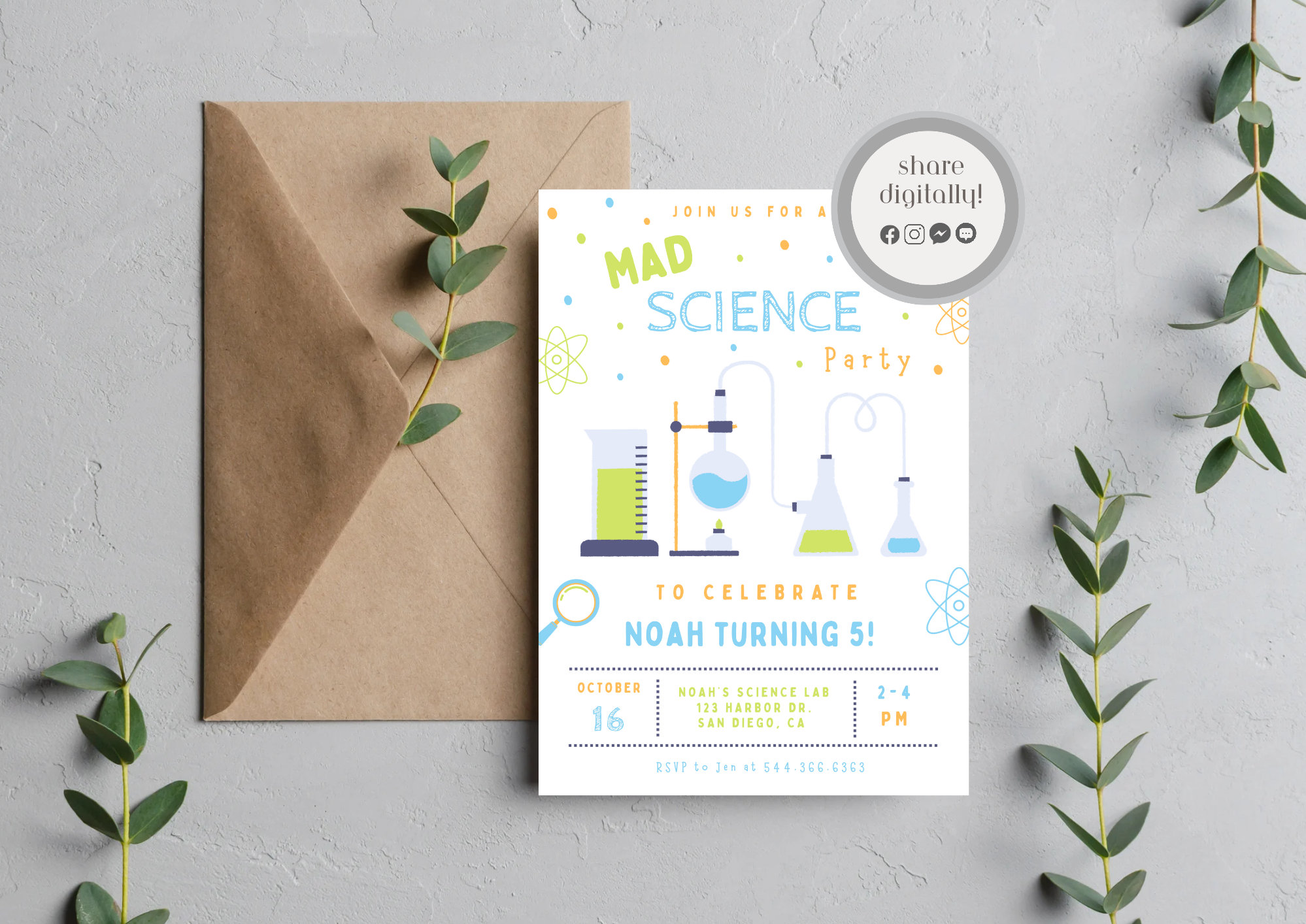 Mad Science Birthday Party Invitation Instant Download Boy Scientist ...