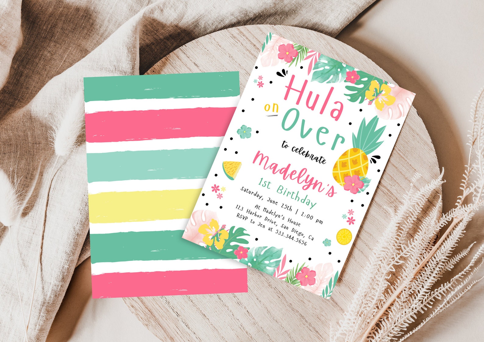 Hawaiian Luau Birthday Party Invitation | Instant Download | Pineapple ...