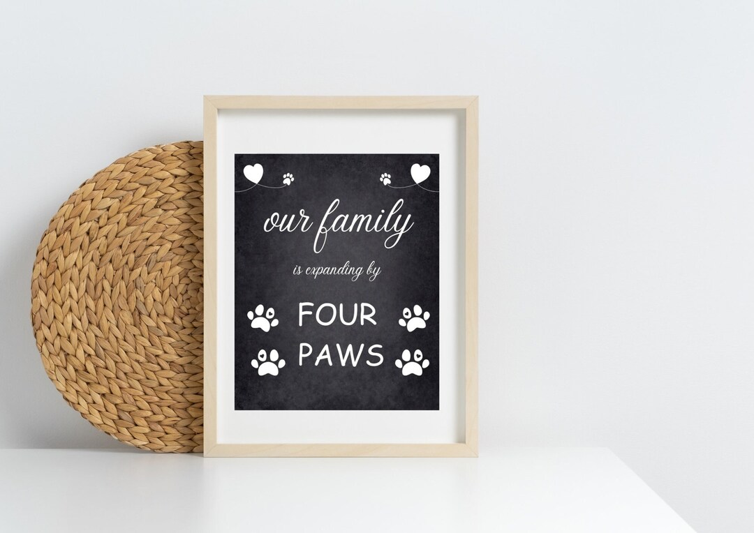 New Dog Announcement Sign Printable Four Paws New Puppy - Etsy