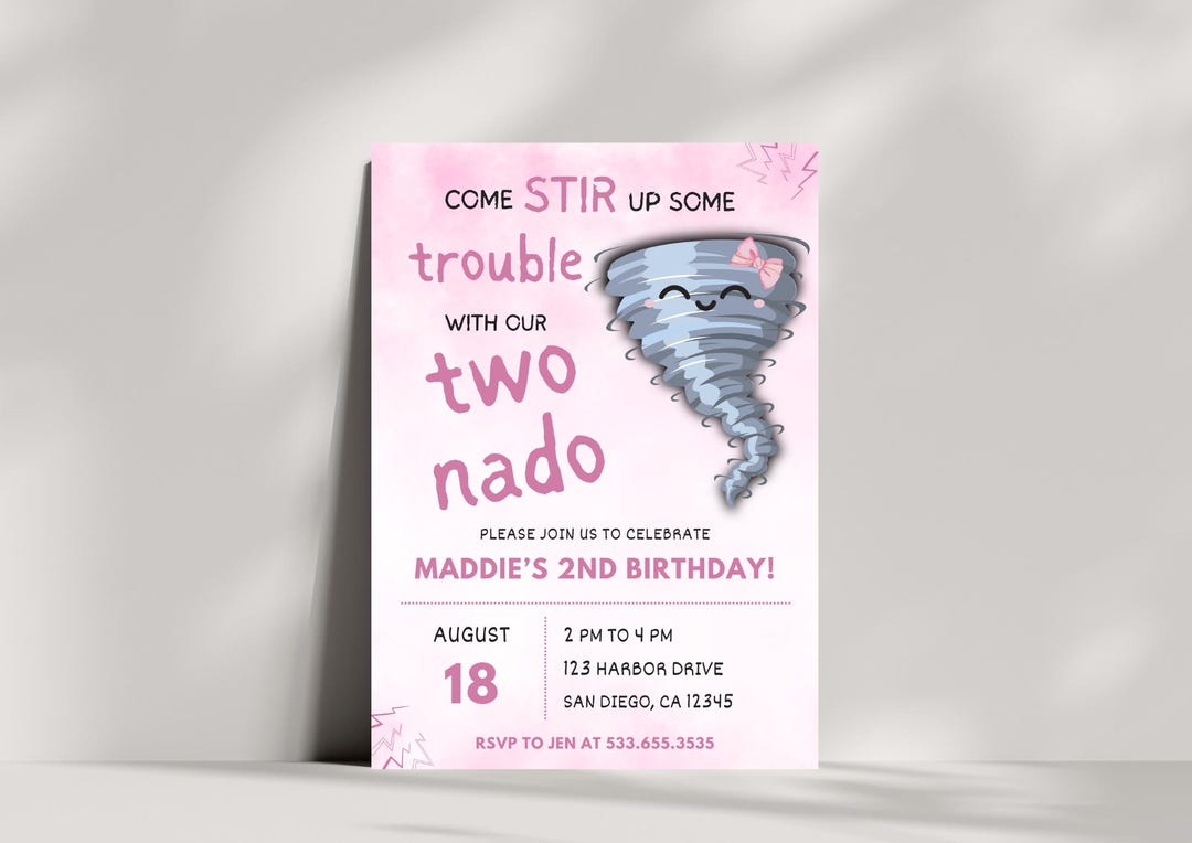 Twonado Birthday Party Invitation | Instant Download | Storm Weather ...
