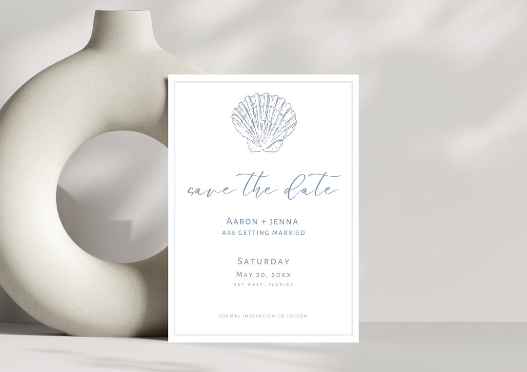 Coastal Themed Save the Date | Minimalist Beach Wedding | Editable ...