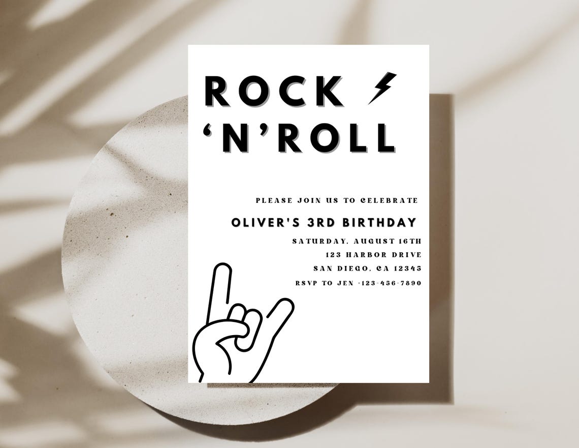 Rock and Roll Birthday Party Invitation | Instant Download | Editable ...