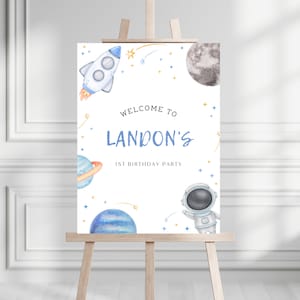 Editable First Trip Around the Sun Welcome Sign | Outer Space Welcome ...