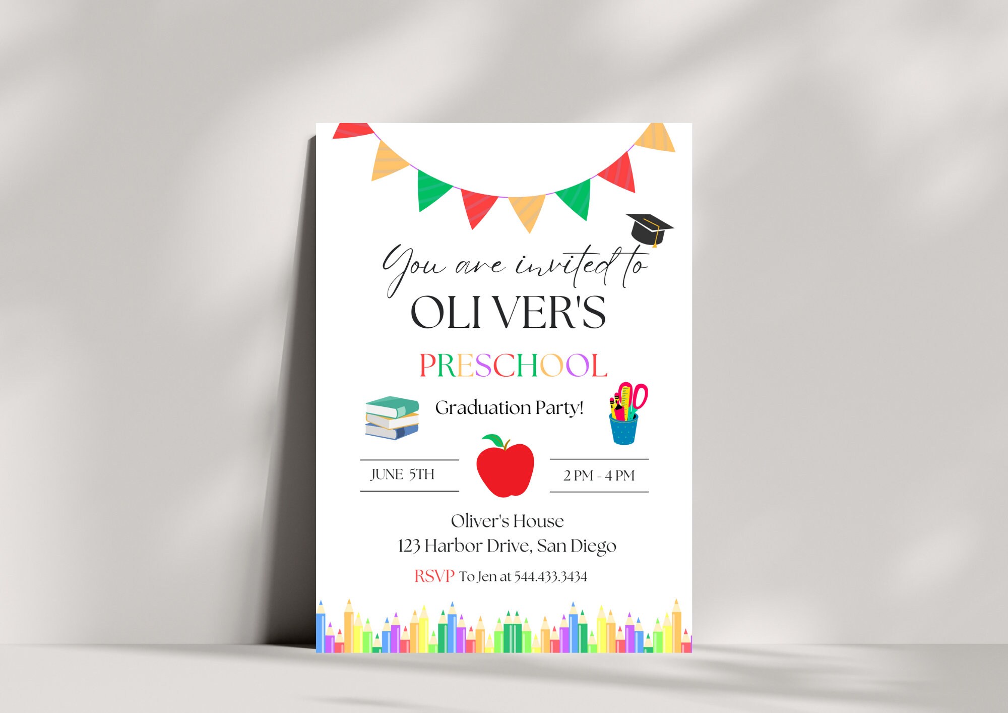 Graduation Party Invitation, Editable Template, Preschool Graduation ...