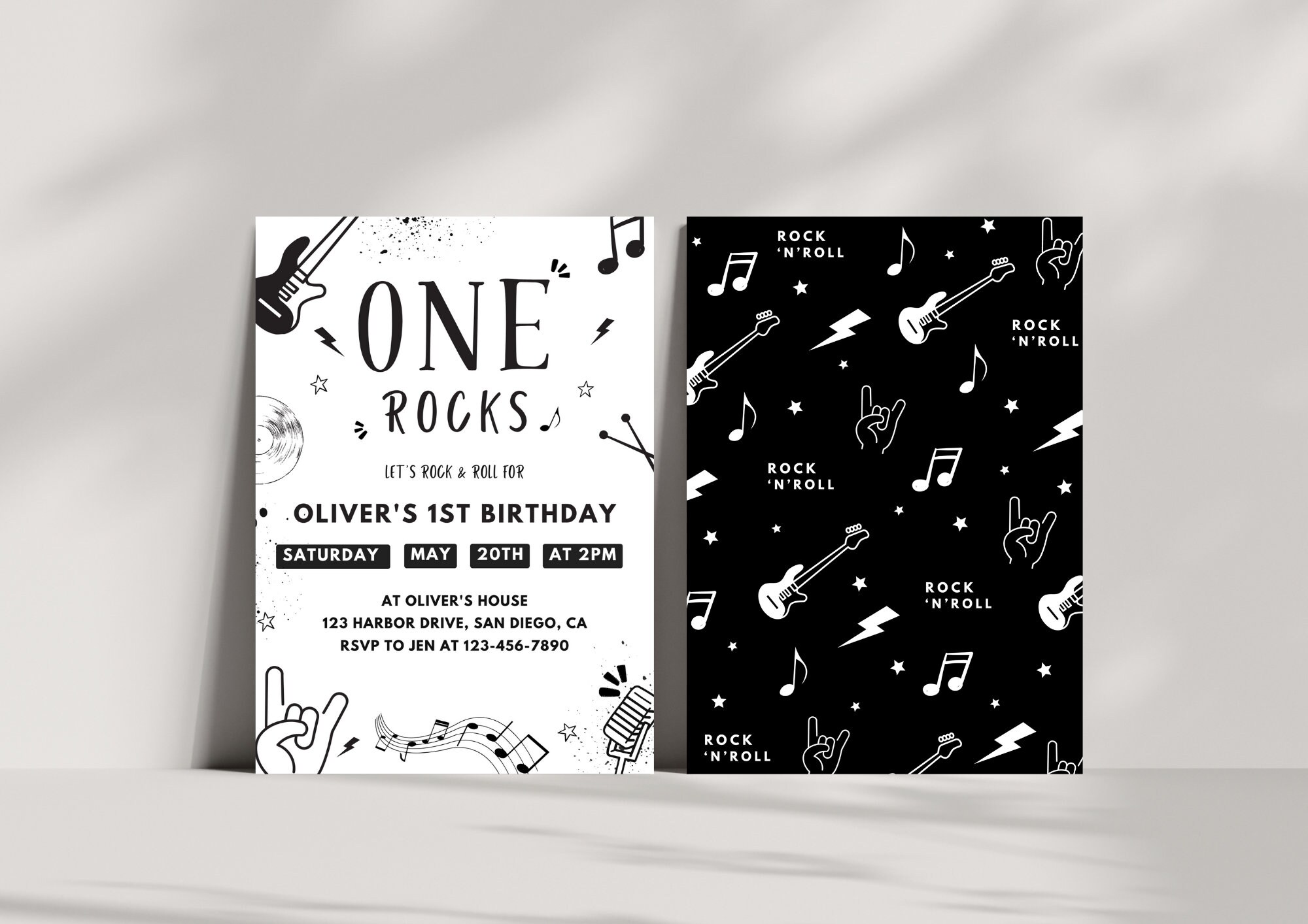 ONE Rocks Birthday Party Invitation Instant Download Rock and Roll ...