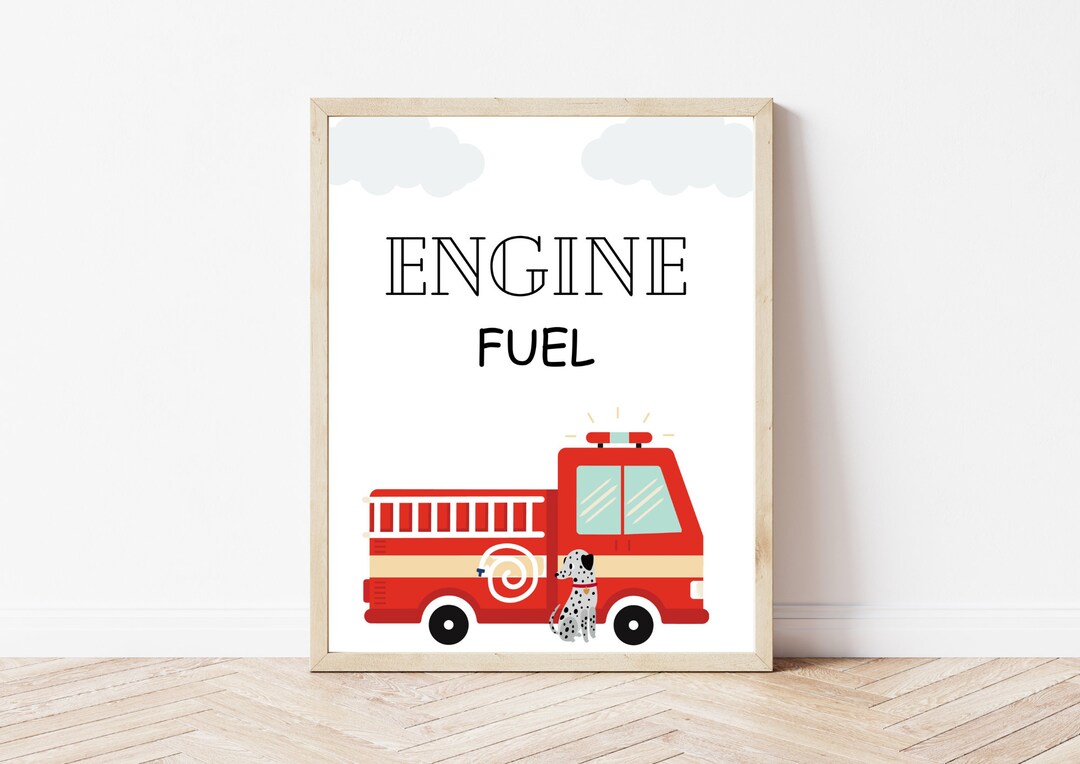 Fire Truck Engine Fuel Party Sign Instant Download - Etsy