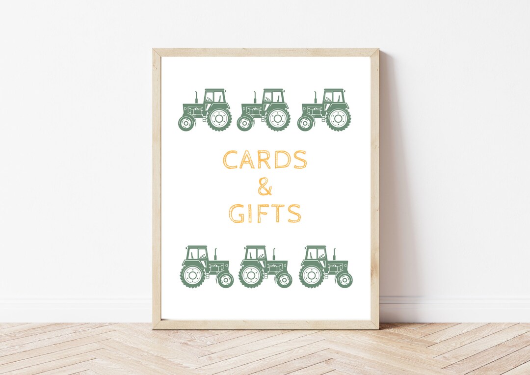Modern Tractor Cards & Gifts Party Sign Instant Download - Etsy