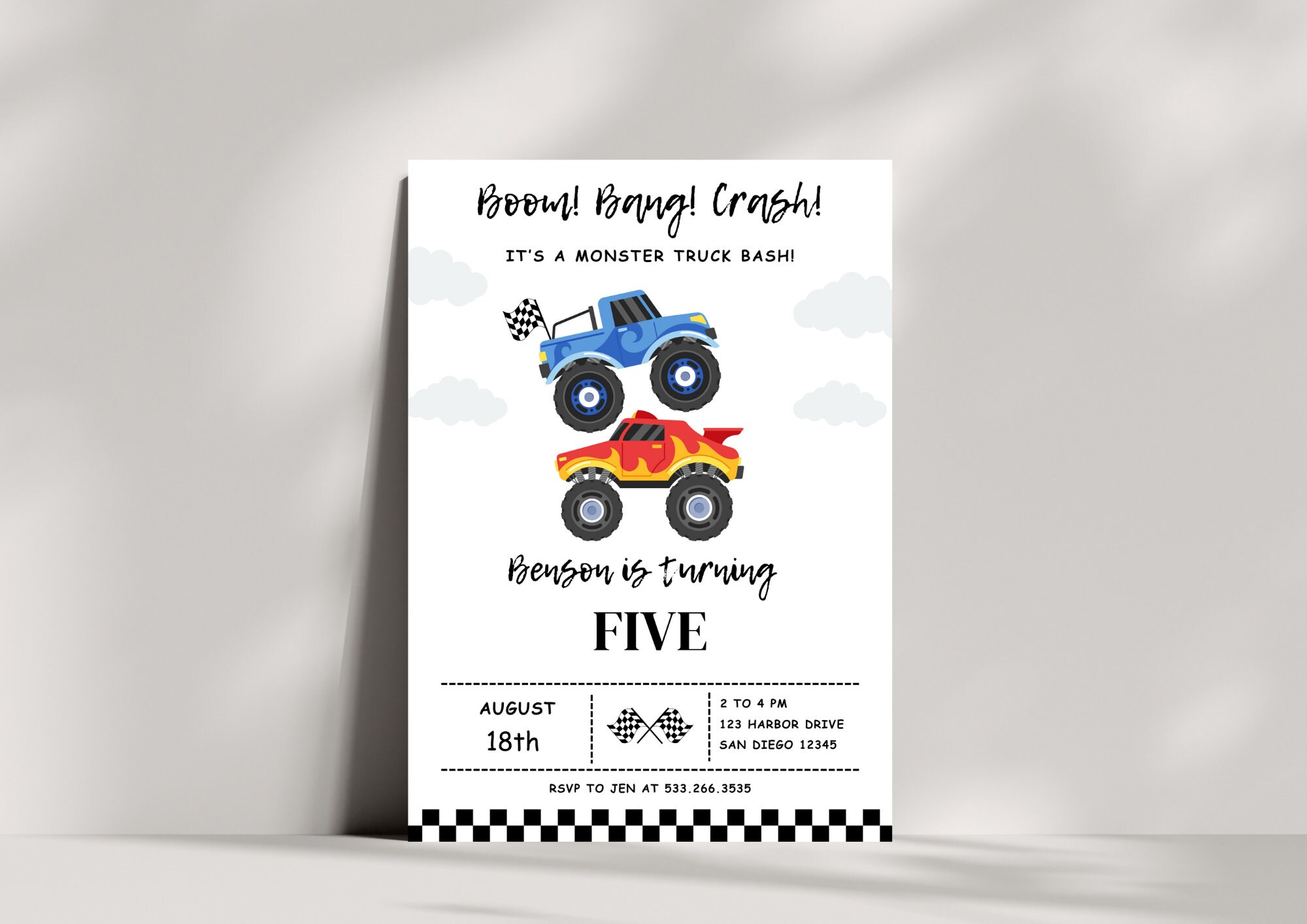 Editable Monster Truck Birthday Invitation Monster Trucks Invitation ...