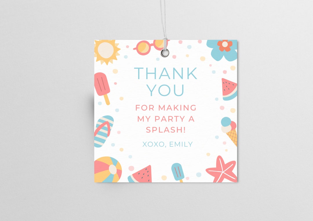 Editable Summer Pool Party Favor Tags | Digital Download | Pool Party ...