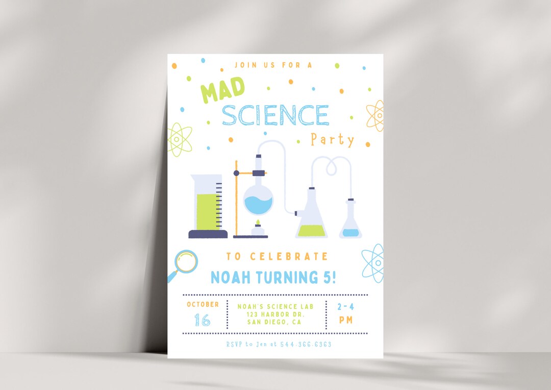 Mad Science Birthday Party Invitation Instant Download Boy Scientist ...
