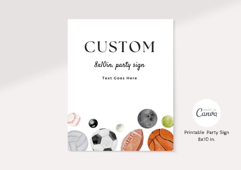 Sports Themed Birthday Party Sign Let's Have a Ball Party Instant ...