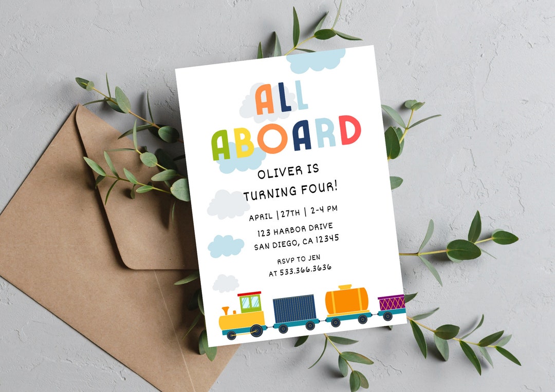 Train Birthday Invitation | Digital Download | Transportation Boy ...