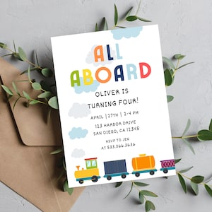 Train Birthday Invitation | Digital Download | Transportation Boy ...