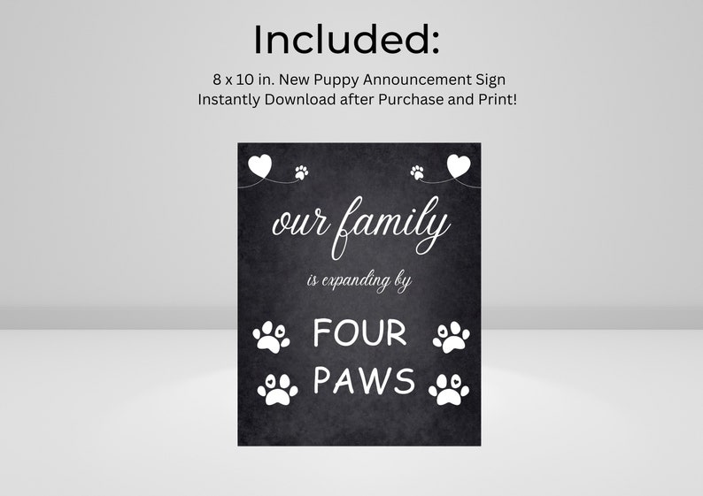 New Dog Announcement Sign Printable Four Paws New Puppy - Etsy UK