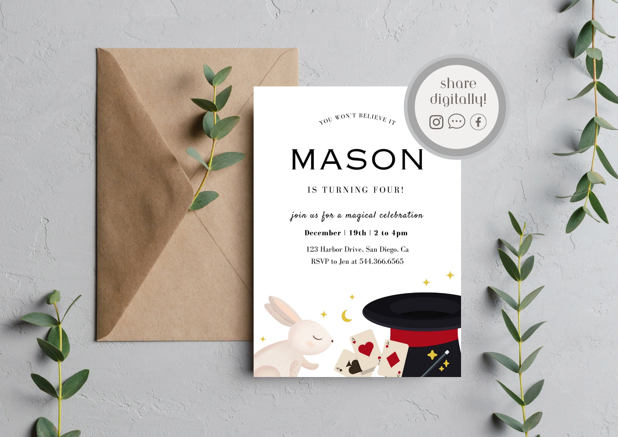 Magic Birthday Party Invitation Instant Download Printable Magician ...