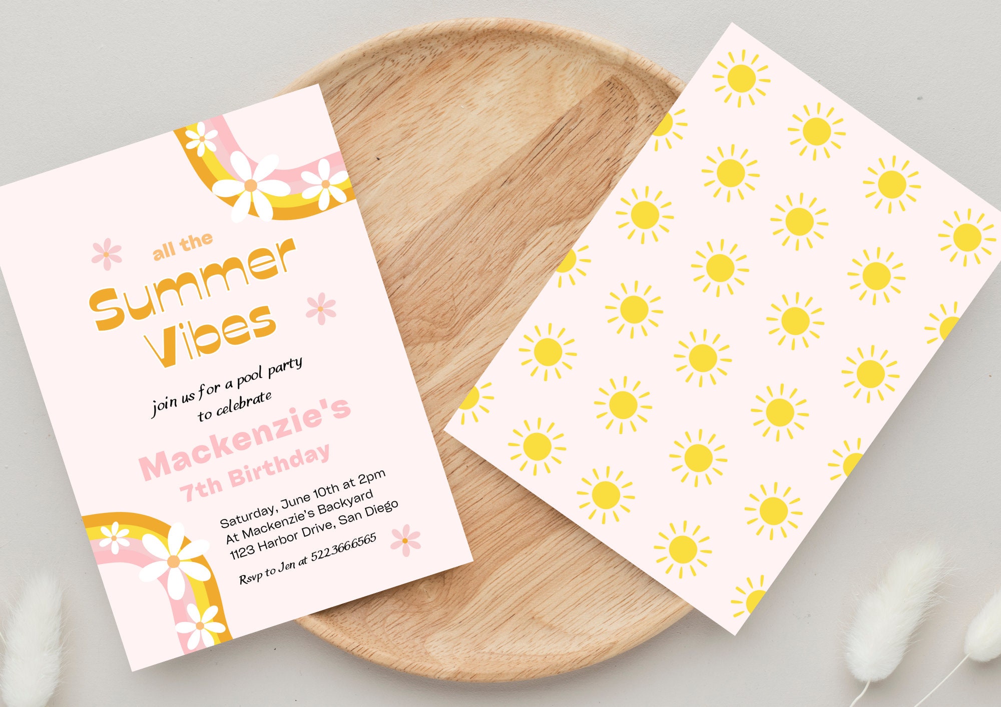 Editable Summer Vibes Birthday Party Invitation End of School Pool ...