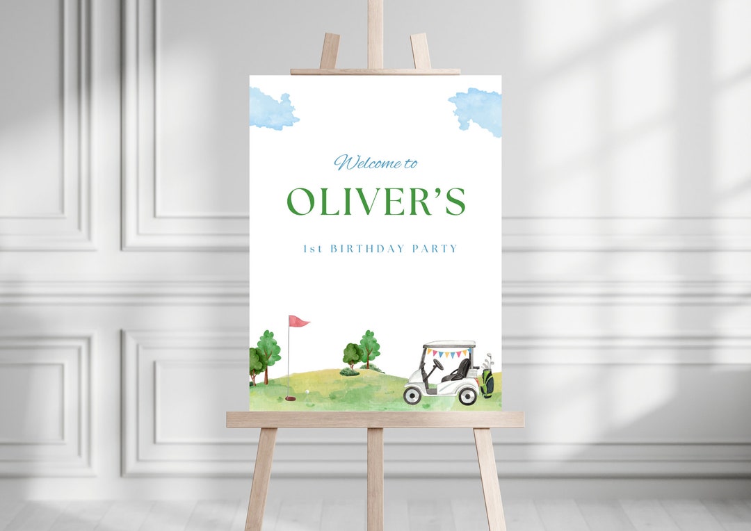 Modern Golf Birthday Party Welcome Sign | Instant Download | Hole in ...