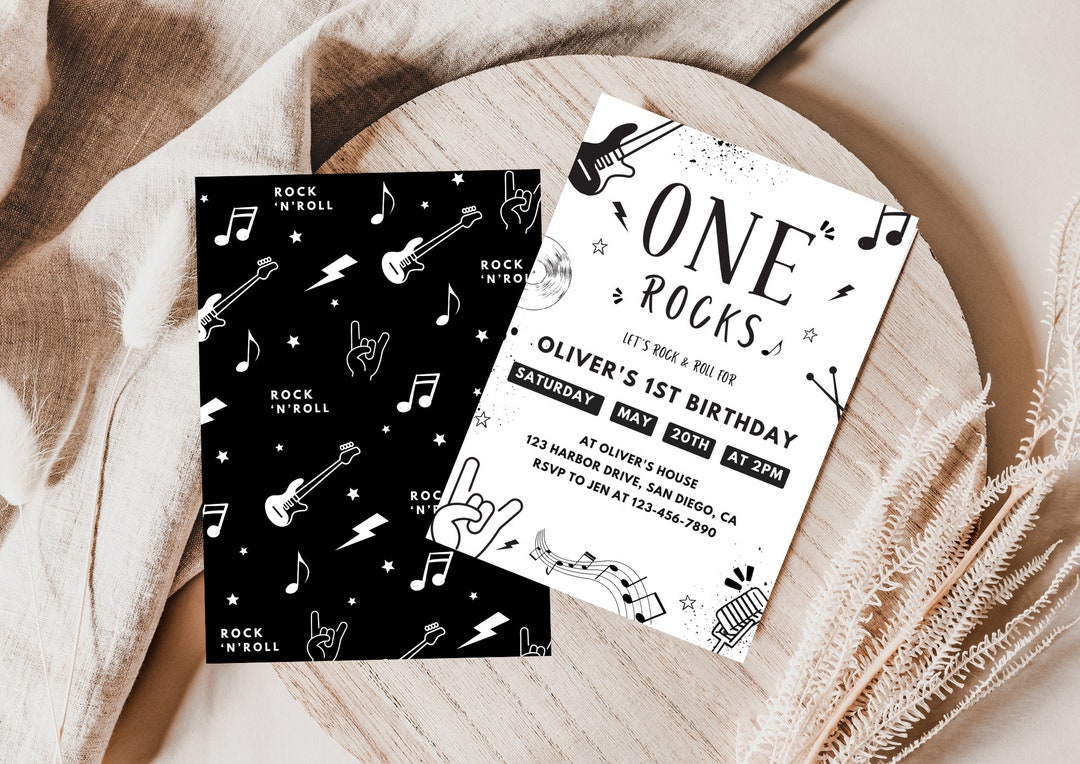 ONE Rocks Birthday Party Invitation Instant Download Rock and Roll ...