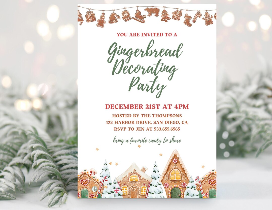 Christmas Gingerbread Decorating Party Invitation, Digital Download ...