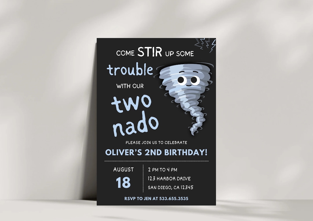 Twonado Birthday Party Invitation | Instant Download | Storm Weather ...