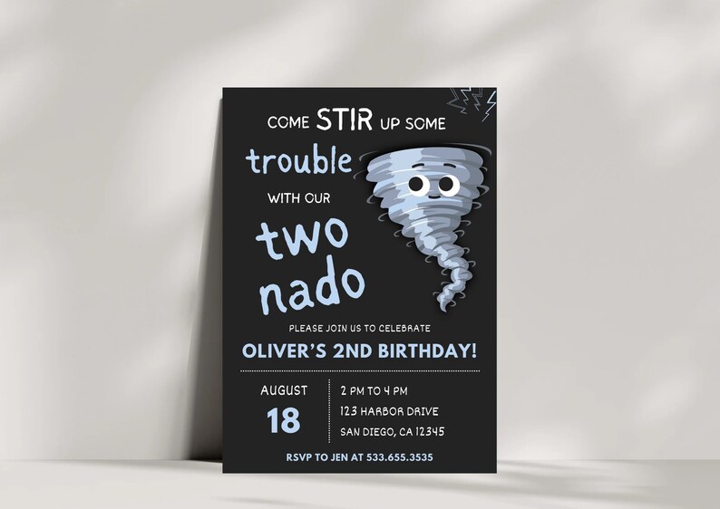 Twonado Birthday Party Invitation | Instant Download | Storm Weather ...