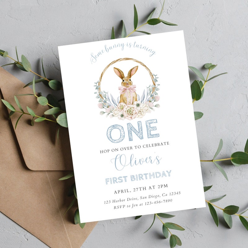 Bunny Invitation - Etsy