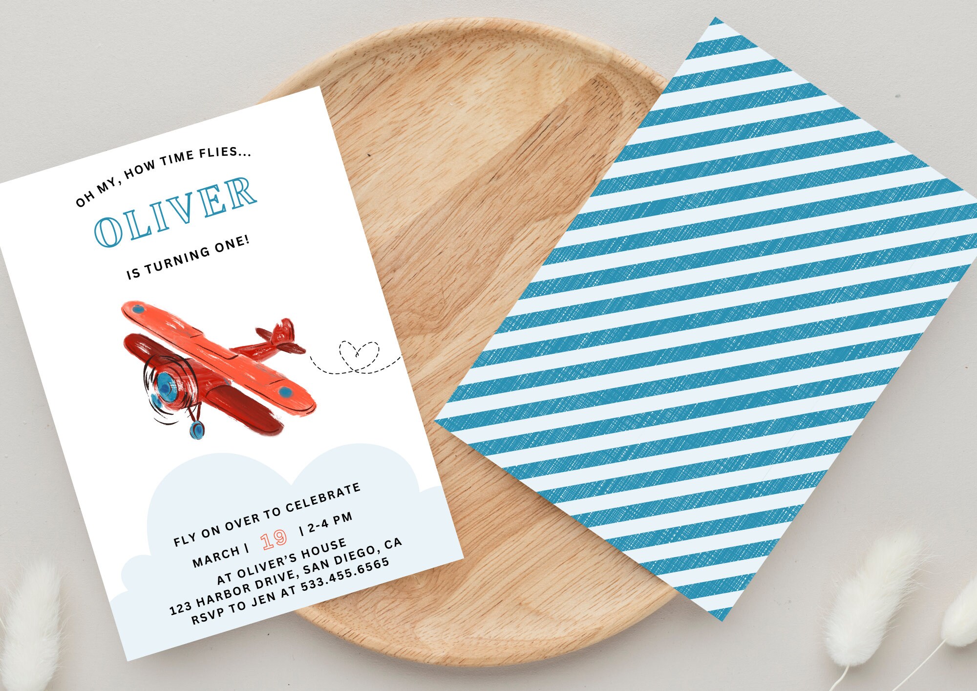 Editable Airplane Birthday Invitation Modern Plane Invitation Canva ...